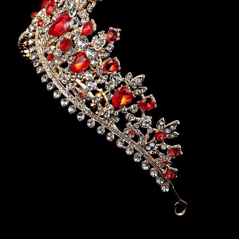 Quinceañera Ruby Red Tiara Set with Matching Earrings – 3DVanity.com